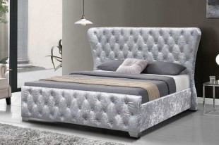 Sleep Design Bridewell 4ft6 Double Crushed Silver Velvet Bed Frame by UK Bed Store